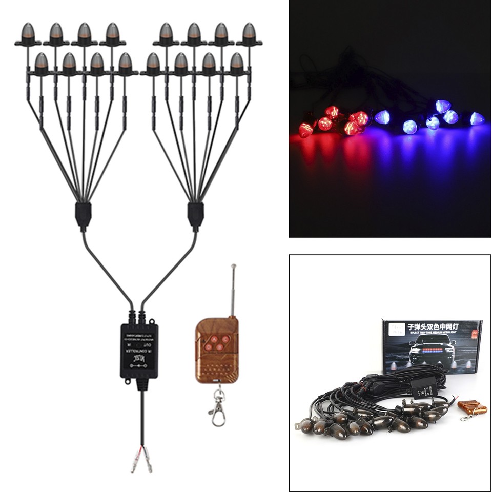 16Pcs Front Grille LED Flashing Bullet Head Lights for Universal Car ...