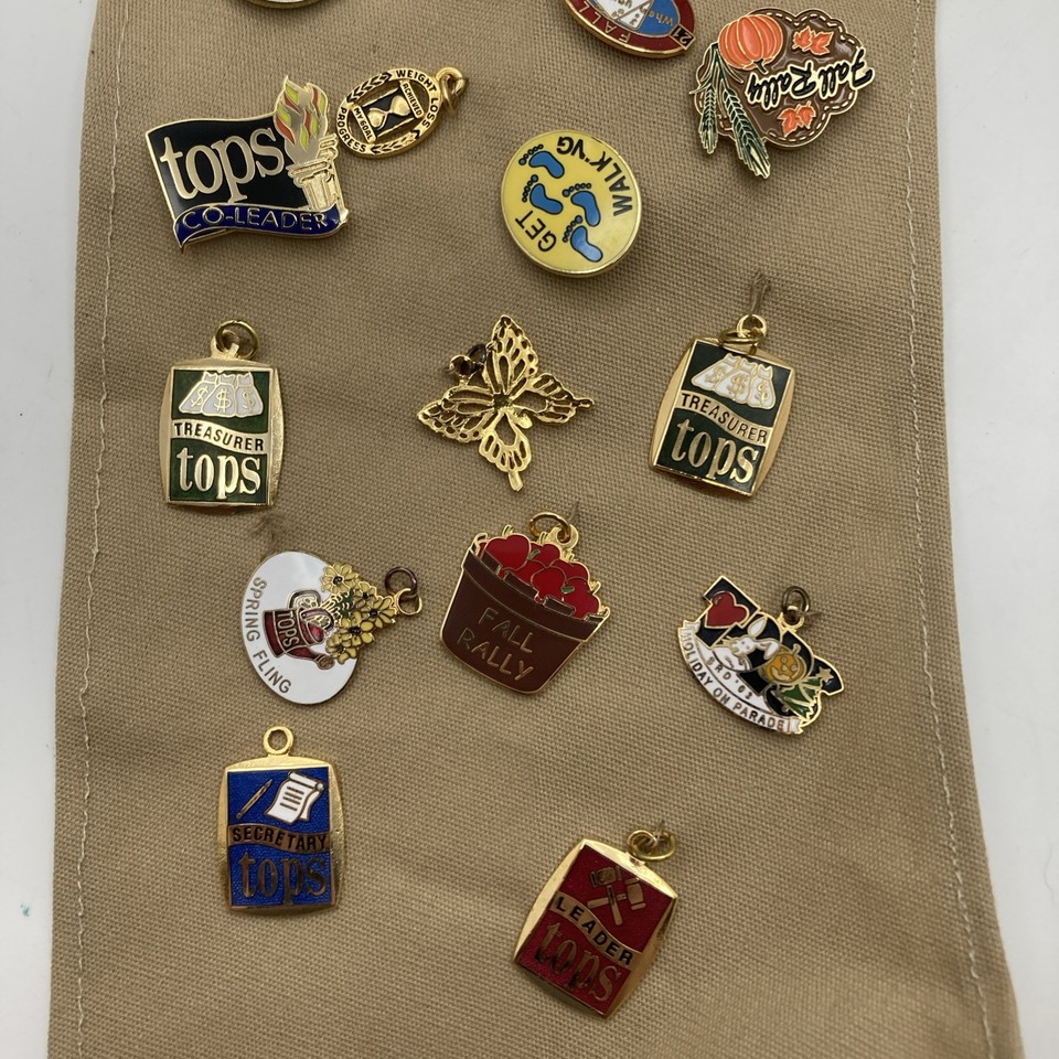 VTG 51 Tops Weight Loss Pins Charms On Beige Sash | eBay