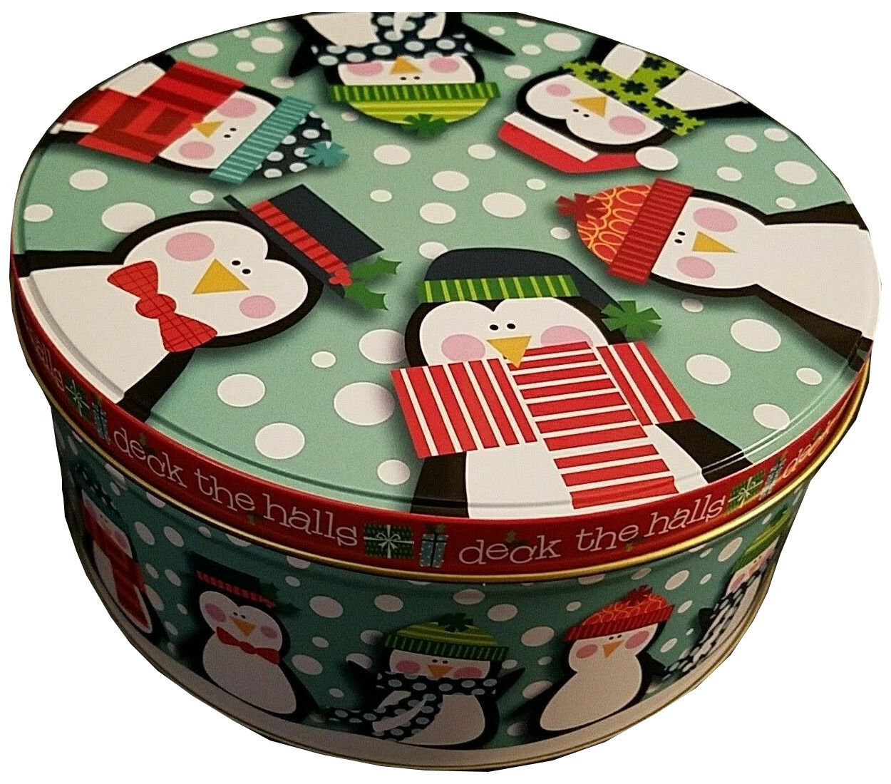 2pc Xmas Christmas Round Biscuit Cookie Cake Sweet Storage Tin Metal ...