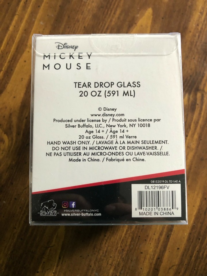 Disney Mickey Mouse Tear Drop Glass NEW IN PACKAGE!!! | eBay