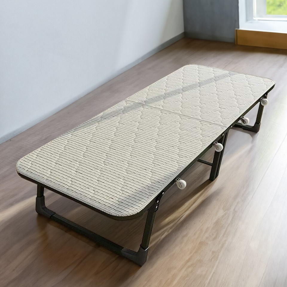 FOLDABLE GUEST BED SINGLE METAL FRAME CAMPING COMPACT FOLDING ROLLAWAY ...