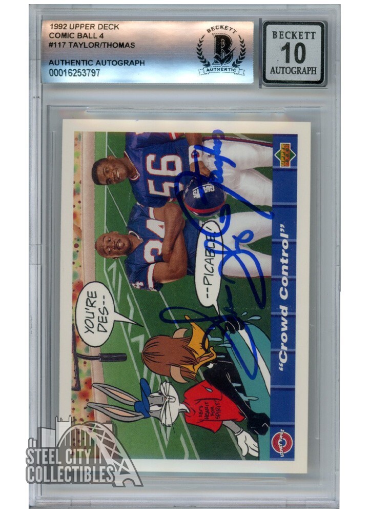 Thurman Thomas Lawrence Taylor 1992 Upper Deck Comic Ball 4 Auto Card ...
