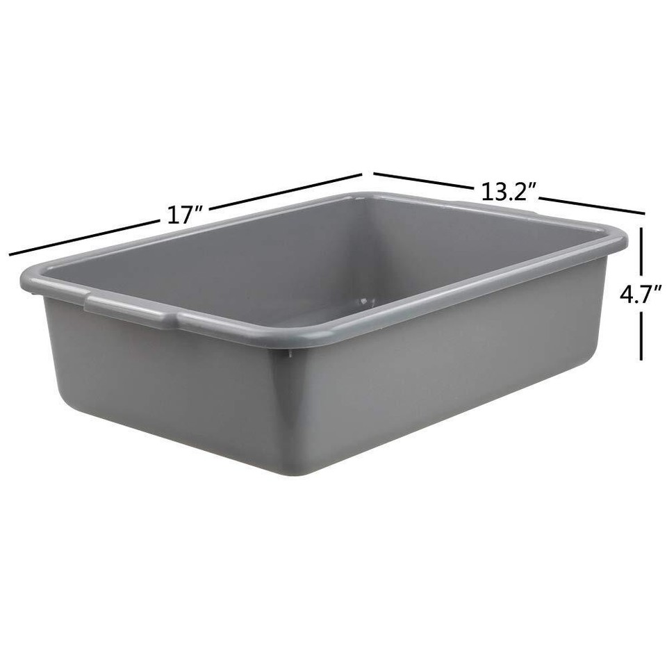 4 Pc Grey Bus Tubs 13 L Commercial Grade Plastic Dish Pans w ...