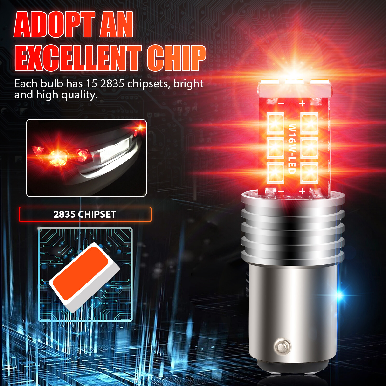 4x 1157 LED Red Strobe Flashing Light Bulbs Brake Tail Stop Parking ...