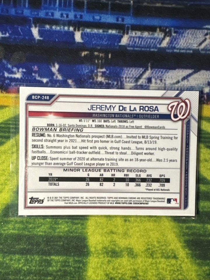 2021 Bowman Chrome Baseball Prospects # BCP-248 Jeremy De La Rosa ...