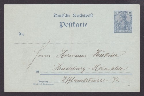 GERMANY 1901, Pre-stamped postcard Mi #P40 to Hamburg | eBay