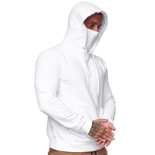 Men Pullover Hooded Hooded Tops Drawstring Tops With Built-in Mask Face ...