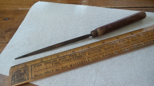 Antique 3-Sided FILE, TOOL, Triangular, Wood Handle, Tapered | eBay