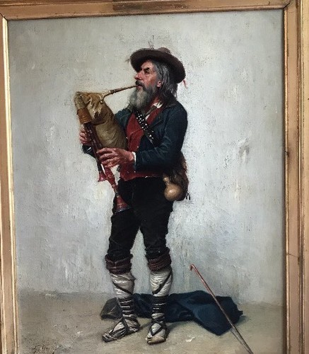 Antoine Gabriel GASTON CLARIS Original OIL CANVAS French BAGPIPER ...