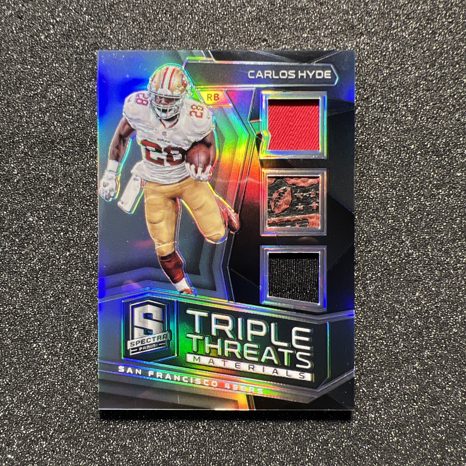 2017 Spectra CARLOS HYDE #5 Triple Threats JERSEY PATCH BALL 49/99 SILVER HOLO | eBay