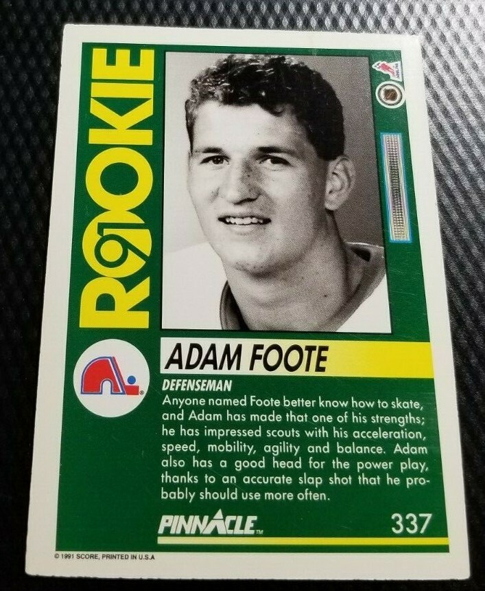 1991-92 Pinnacle - Rookie #337 Adam Foote (RC) for sale online | eBay