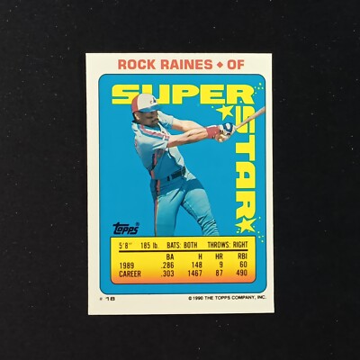 1990 Topps Stickers Super Star Backs #18 Rock Raines - Montreal Expos ...