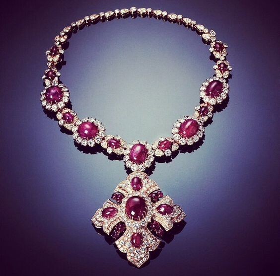 Cabochon Lab Burma Ruby Collar Necklace 925 Fine Silver Red Carpet Luxe ...