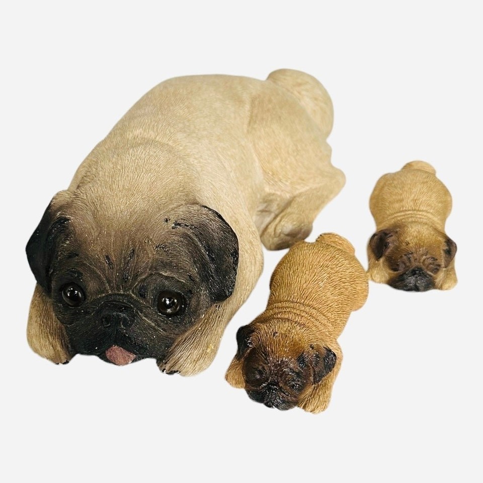 Dog Mate Cute Momma Dog & Sleeping Puppies Figurine Dog Statue Pugs ...