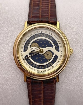 Vintage Exactly Moon Phase 27mm Ladies Wrist Watch Gold Tone Date | eBay