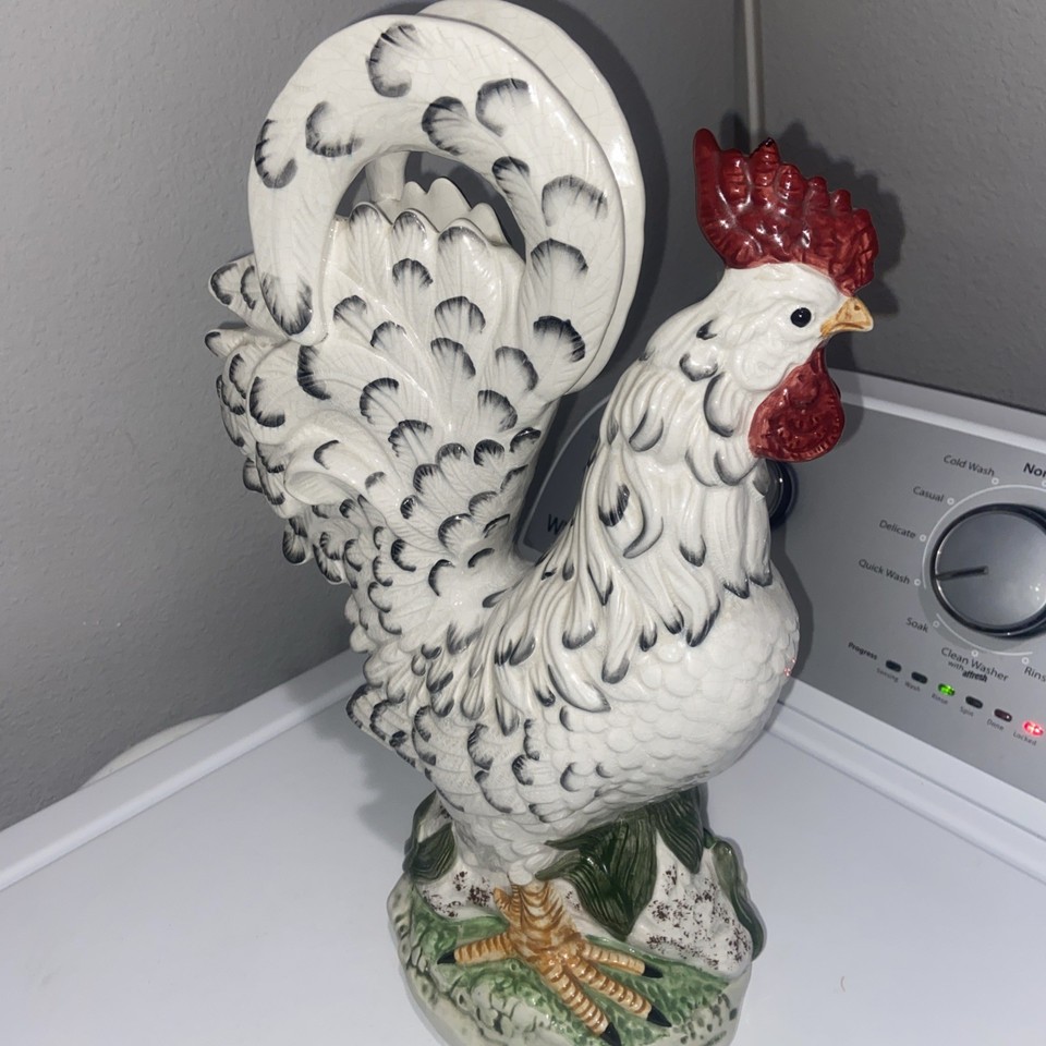 Vintage Taiwan Porcelain Rooster Figurine Hand Painted Mid-Century ...