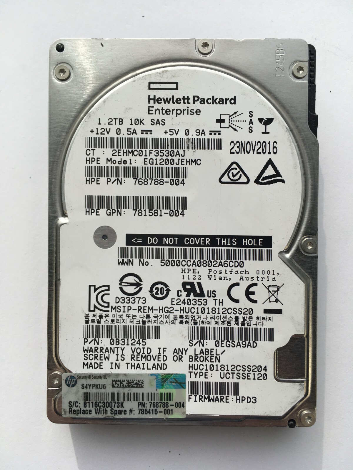 *LOT OF 10* HP 1.2 TB 10K 12G 2.5" SAS HUC101812CSS204 HP EG1200JEHMC ...