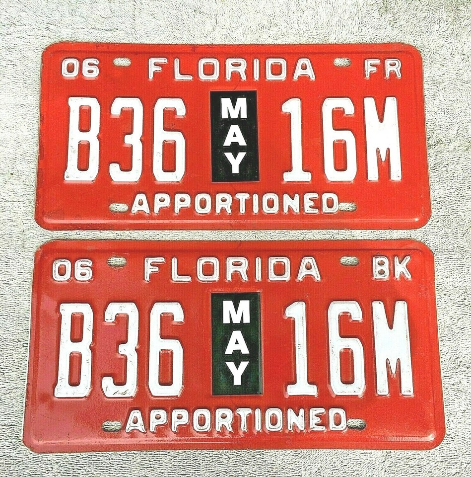 Florida Apportioned License Plate Tag # B36 16M Semi Truck Rig Vehicle ...