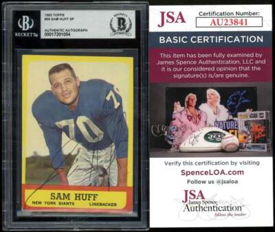 Sam Huff Beckett BAS JSA Coa Signed 1963 Topps Autograph | eBay