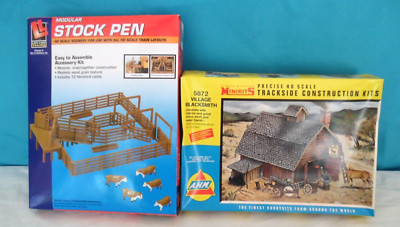 AHM Village Blacksmith Kit #5872 & Life Like Stock Pen Kit #433-1378 ...