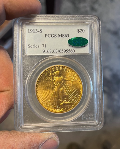 1913-S $20 Saint Gaudens Gold Coin, PCGS MS63, CAC | eBay