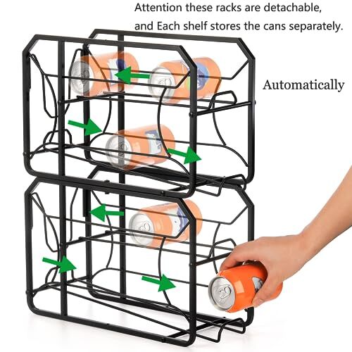2 Packs Stackable Beverage Can Dispenser Racks, Metal Storage Holder ...