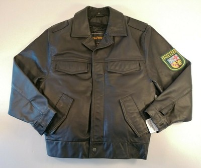 Genuine German Police Polizei Leather Jacket Complete with inner Linner ...