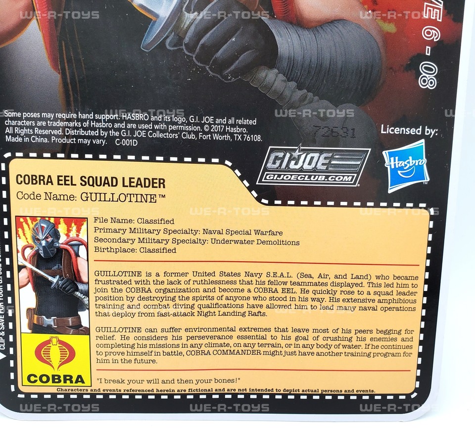 G.I. Joe Cobra Eel Squad Leader Guillotine Action Figure 2017 Hasbro ...