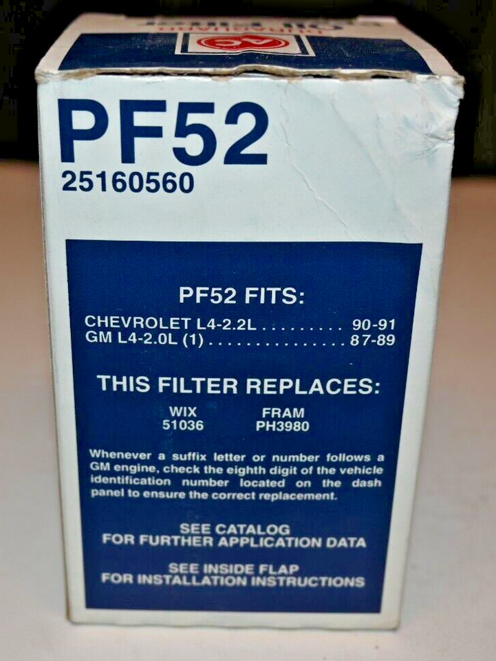 AC Delco Duraguard Oil Filter PF52 Part #25160560 NOS Genuine GM Parts ...
