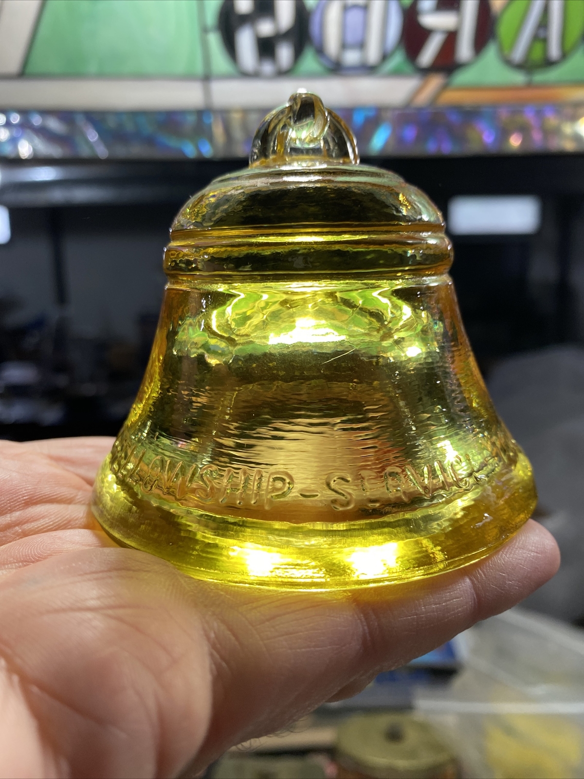 Telephone Pioneers Of America Yellow Amber Bell Paperweight, 1985 | eBay