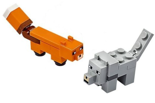 Lego ® Lot 2 Minifig Figurine Animaux Minecraft Loup + Renard Wolf ...