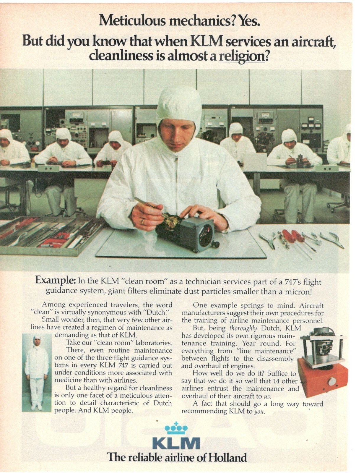 KLM OLANDA Royal Dutch Airlines Advertisement 1 Page 1978 Meticulous ...