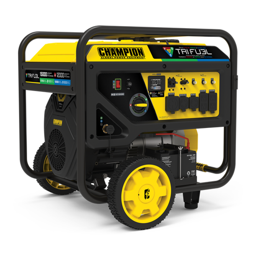 Champion 12 KW Electric Start Tri-Fuel Portable Generator w/ CO Shield ...