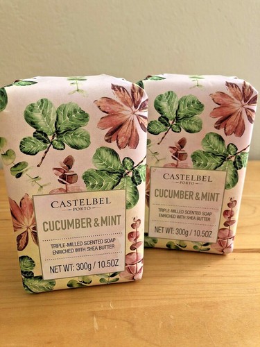 set/2 CASTELBEL PORTO Cucumber & Mint triple milled bar soap 10.5oz ...