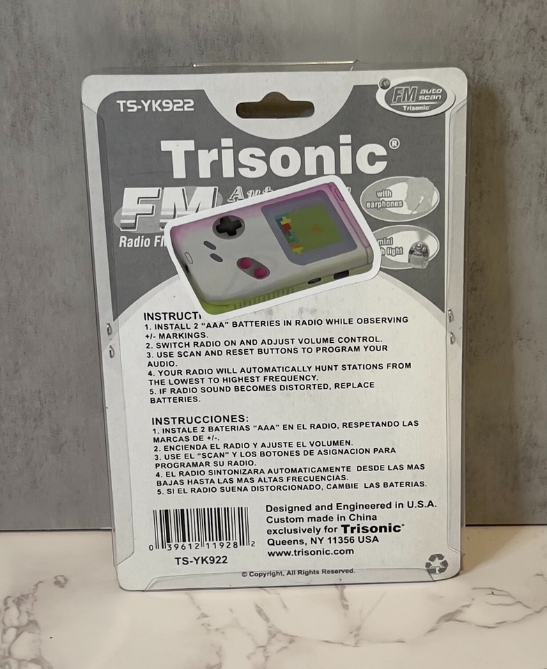 Trisonic Mini Personal FM Radio With Earphones Auto-Scan Light NEW VTG ...