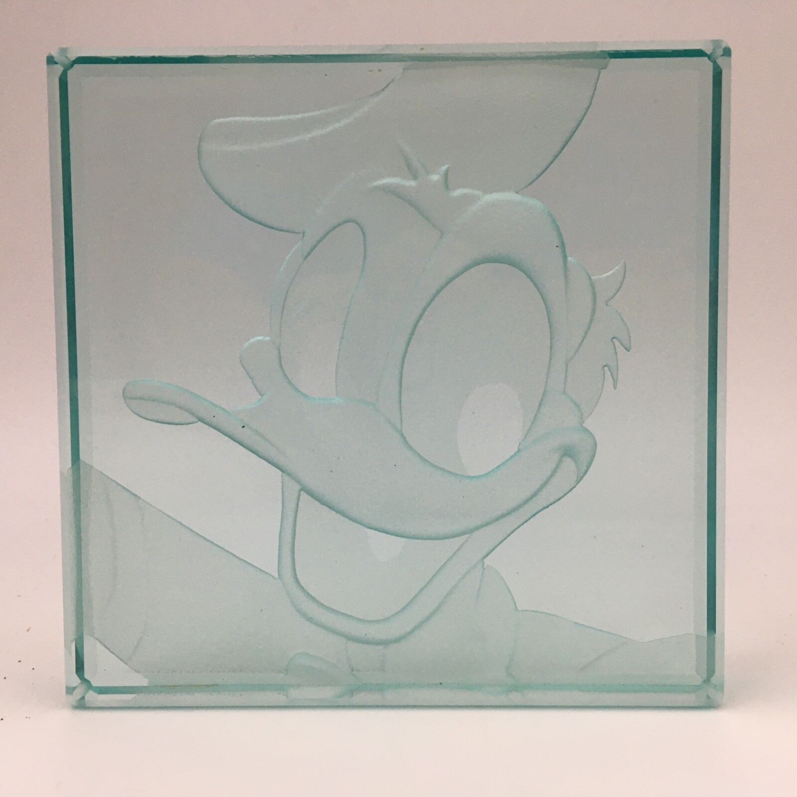 DONALD DUCK Etched Art Glass, Guenther Luna Disney, Paper Weight LE 23/ ...