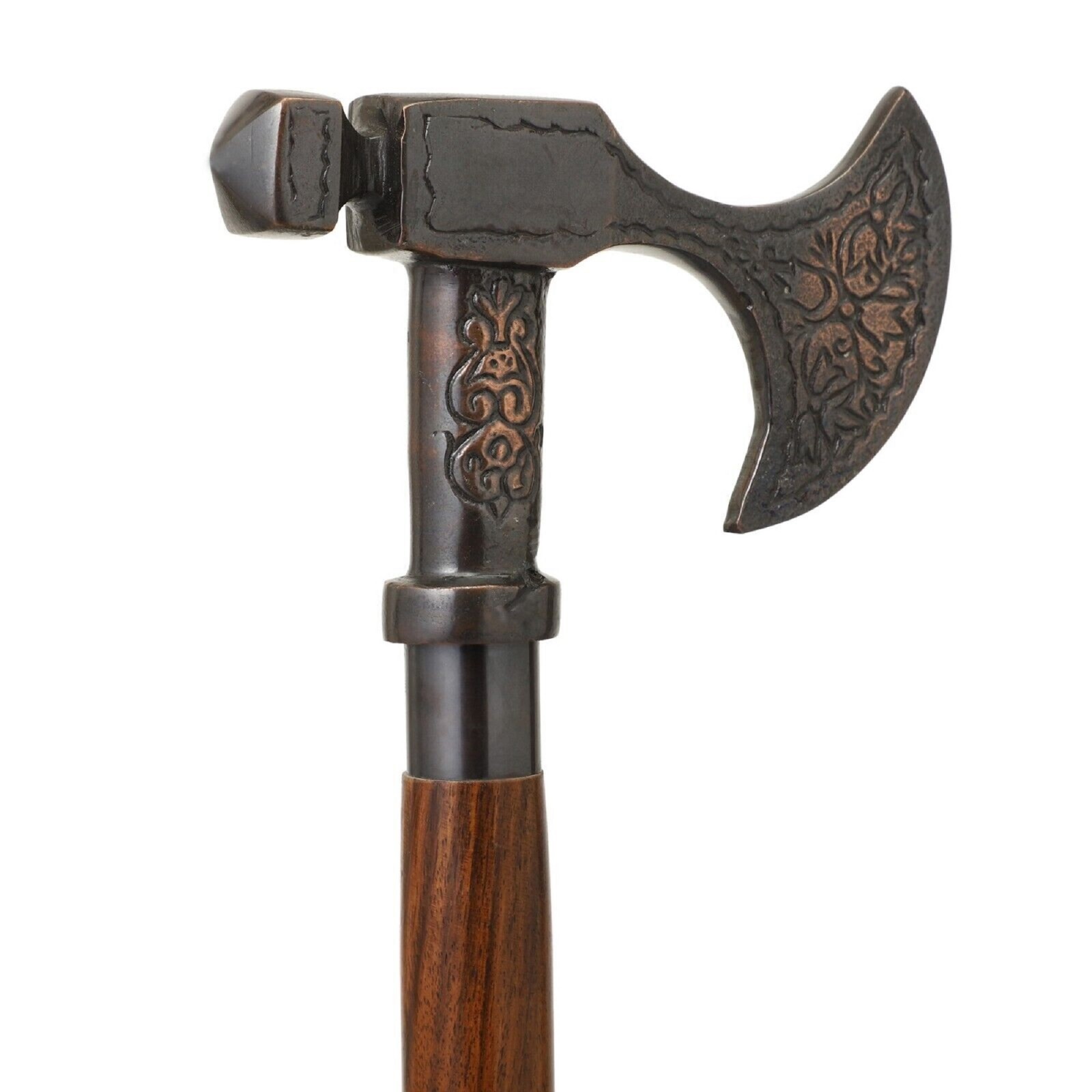 Antique Axe Walking Stick Victorian wood walking stic… - Gem