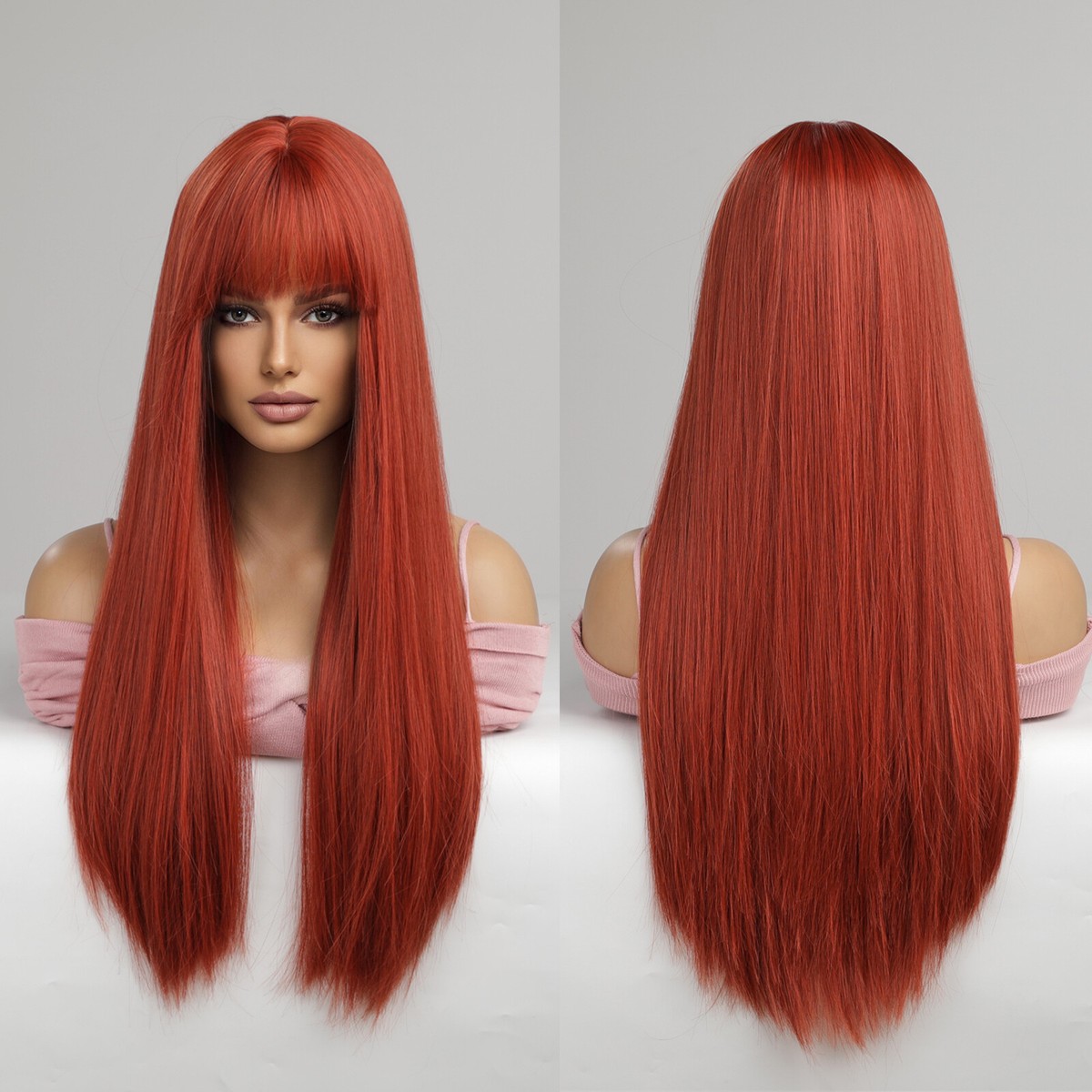 Bright Red Hair With Blonde Bangs