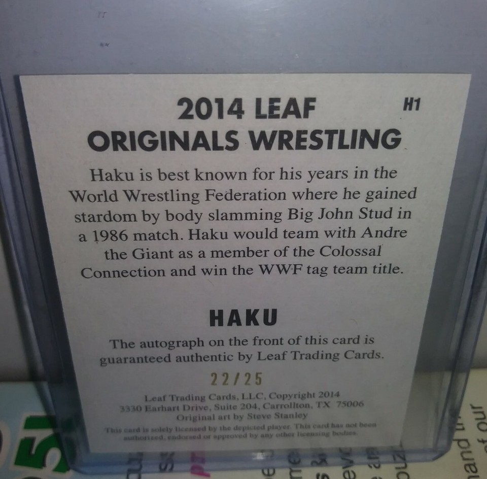 Haku Meng 2014 Leaf Originals Wrestling H1 On Card Auto Signed 22/25 ...