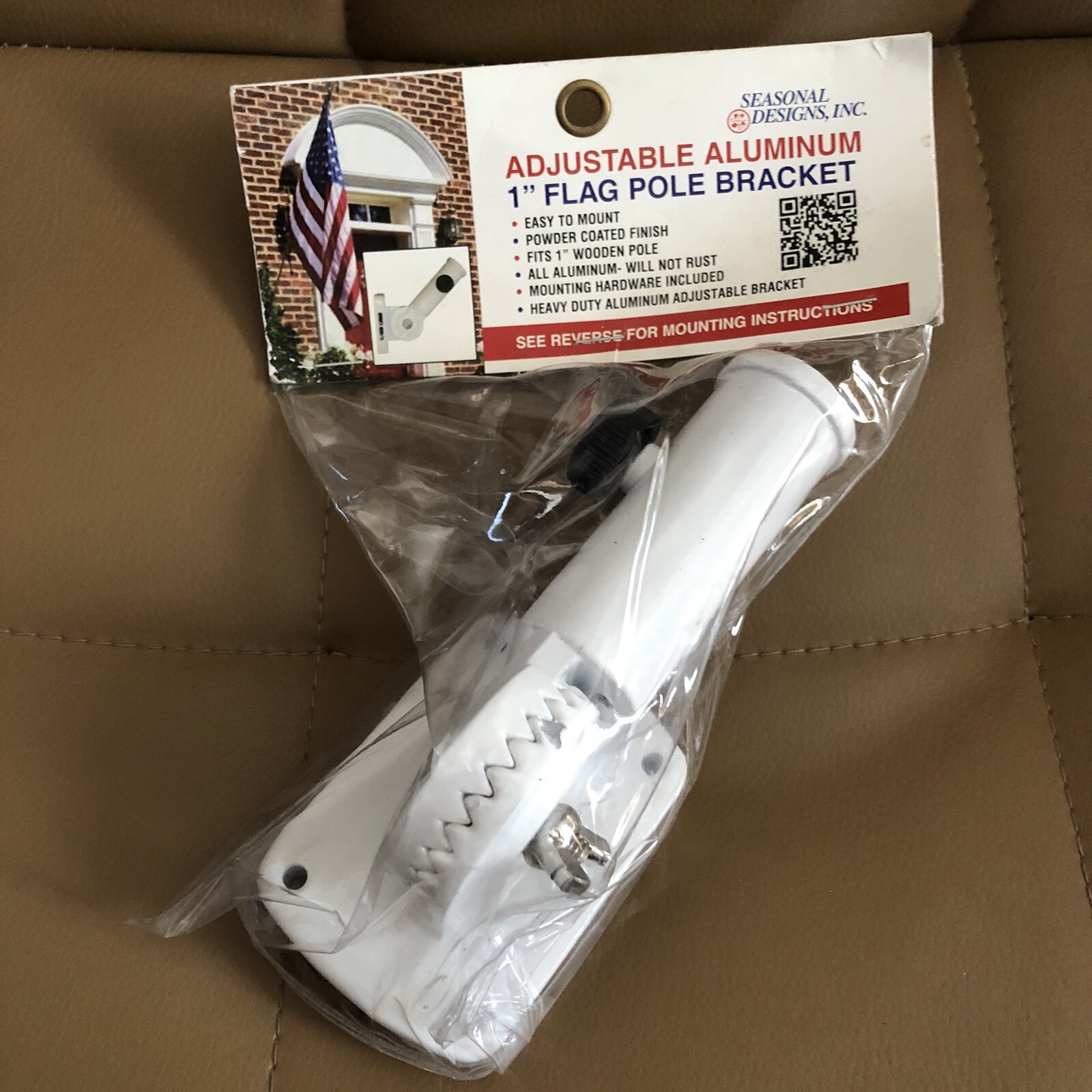 Flag Pole Bracket 1" Flag Pole Bracket White Adjustable Aluminum | eBay