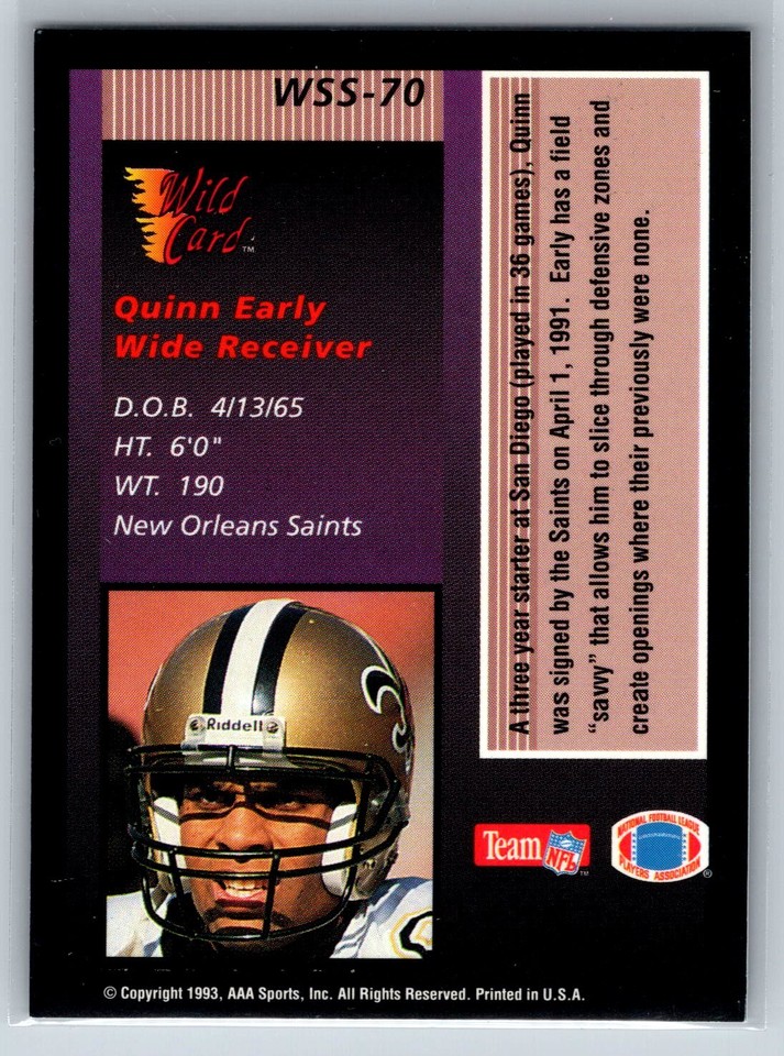 1993 Wild Card Quinn Early Stat Smashers Insert New Orleans Saints #WSS ...