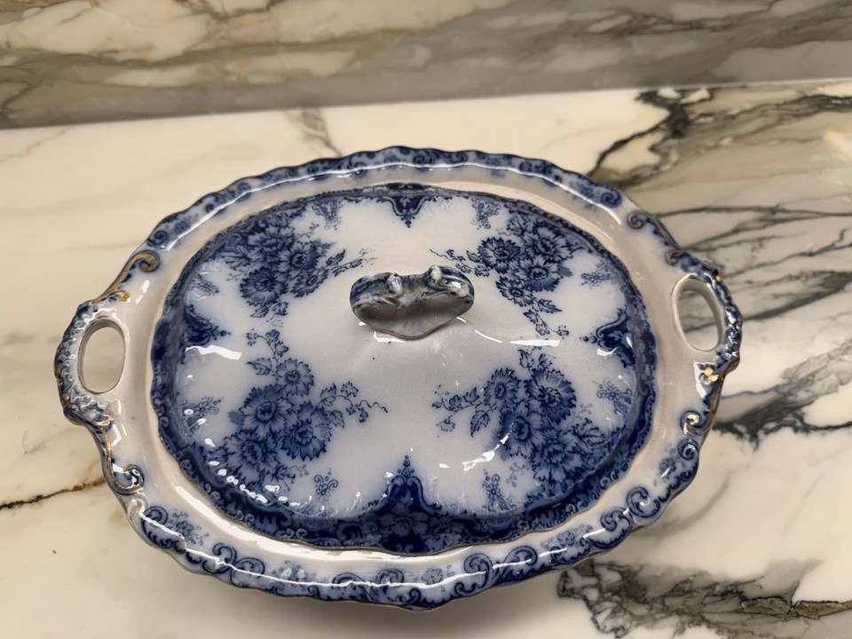 VTG Ford & Sons Arley pattern Flow Blue c1893 Vegetable Tureen w lid ...