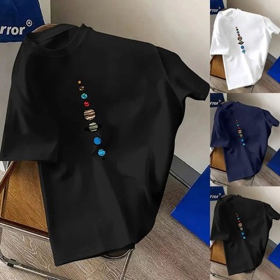 Cartoon Printed Comfort Cotton T-Shirt Men Round Collar Short Sleeve ...