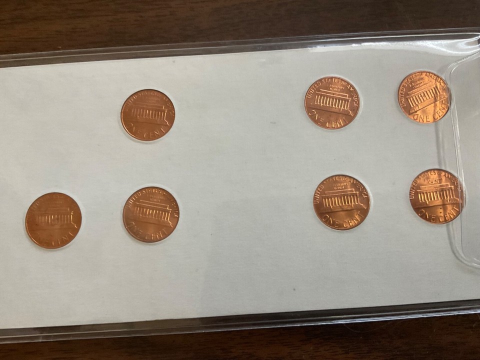 1982 Lincoln Cent 7 Coin Variety Set; BU; in Plastic Sleeve on Full ...