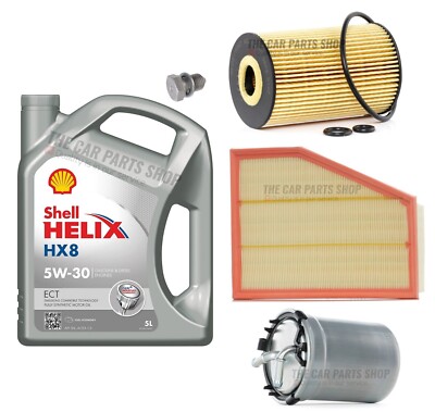 FOR AUDI A1 2.0 TDI MK1 SERVICE KIT 5L SHELL 504-507 WITH FUEL OIL AIR ...