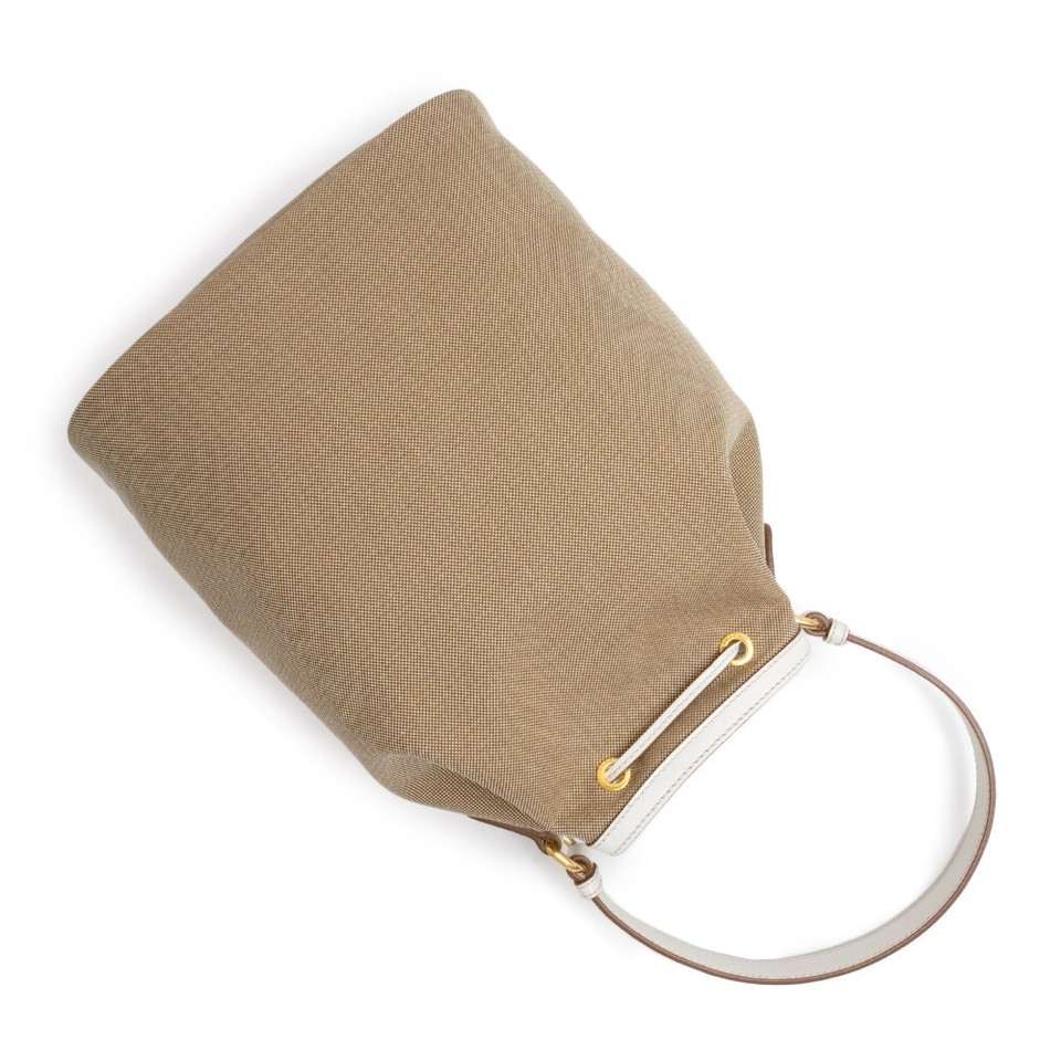 Prada Jacquard 2Way Shoulder Handbag Diagonal Leather Corda Tarco Gold ...