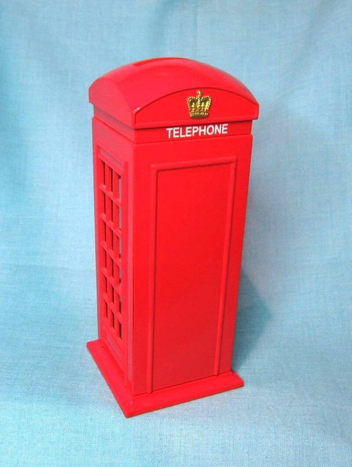 London Royal Red Cast Metal British Telephone Booth Coin Bank SHIV ...