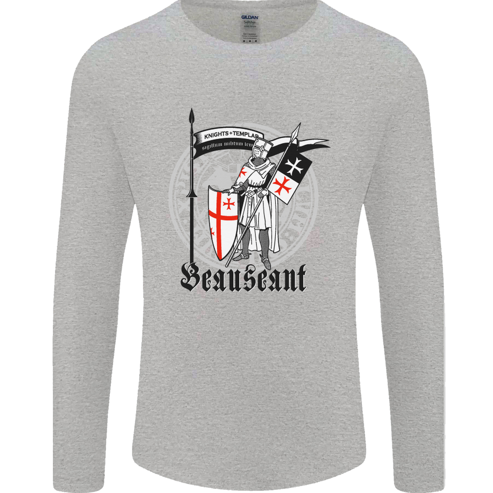 Knights Templar St Georges Day Beauseant Mens Long Sleeve T-Shirt | eBay UK