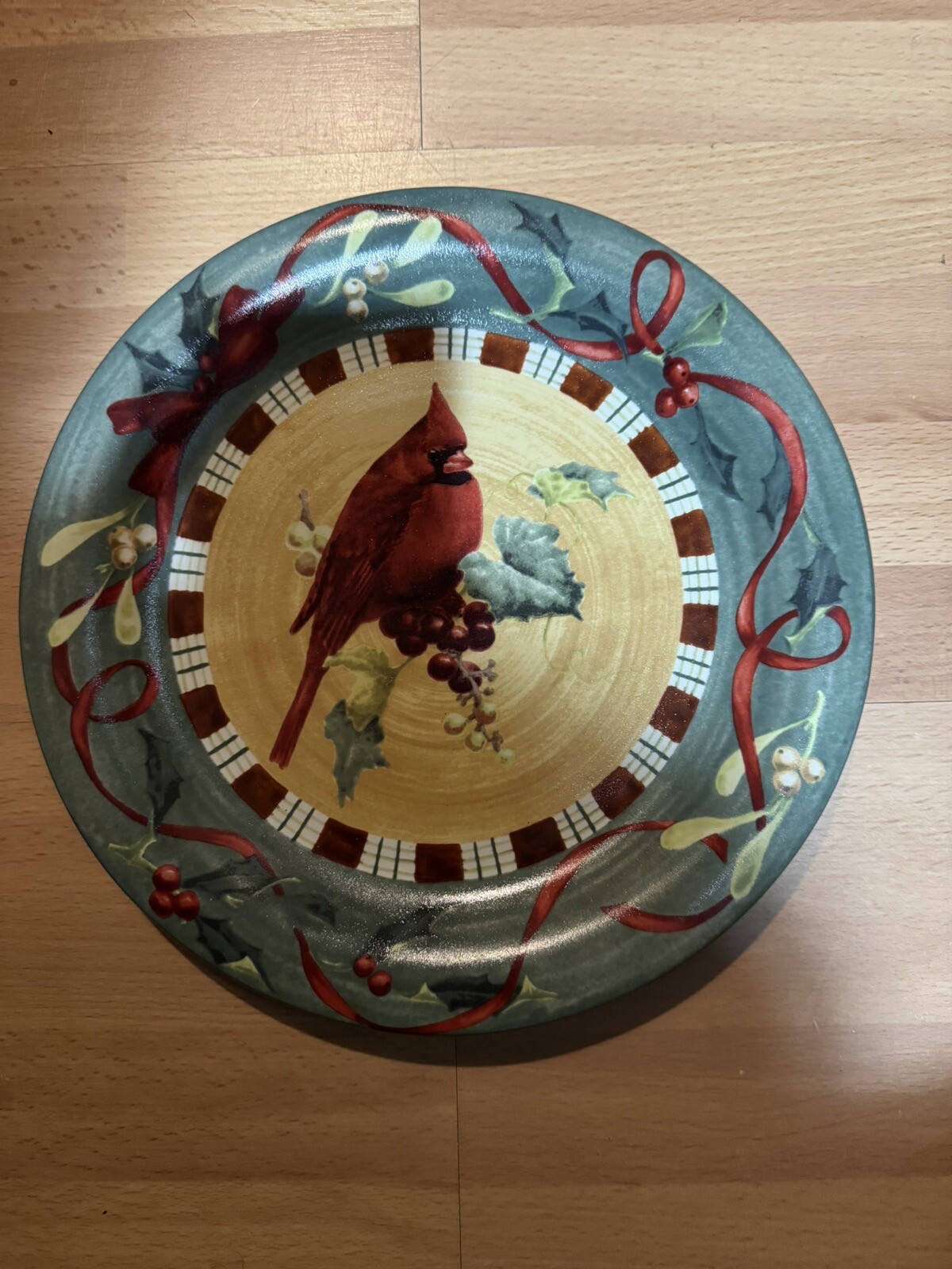 WINTER GREETINGS EVERYDAY by Lenox Cardinal Green Rim Dinner Plate ...