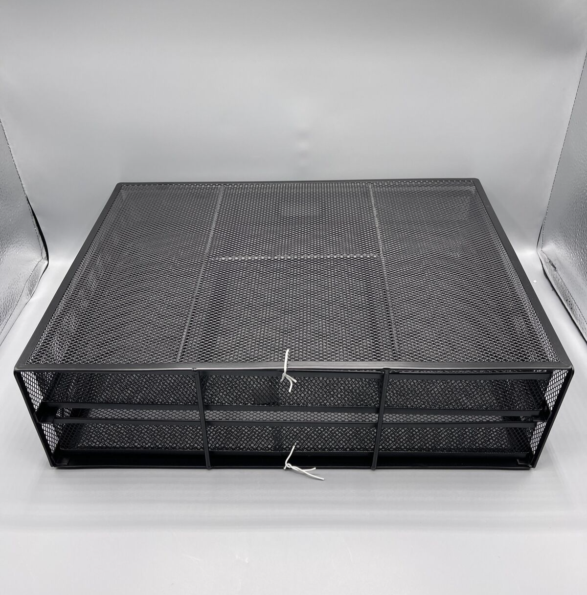 Mesh Monitor Stand with Dual Tier Mesh Storage Drawers Black Metal | eBay